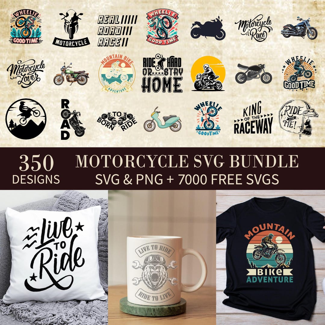 Motorcycle SVG Bundle: Biker Clipart, Monogram Designs (digital ...