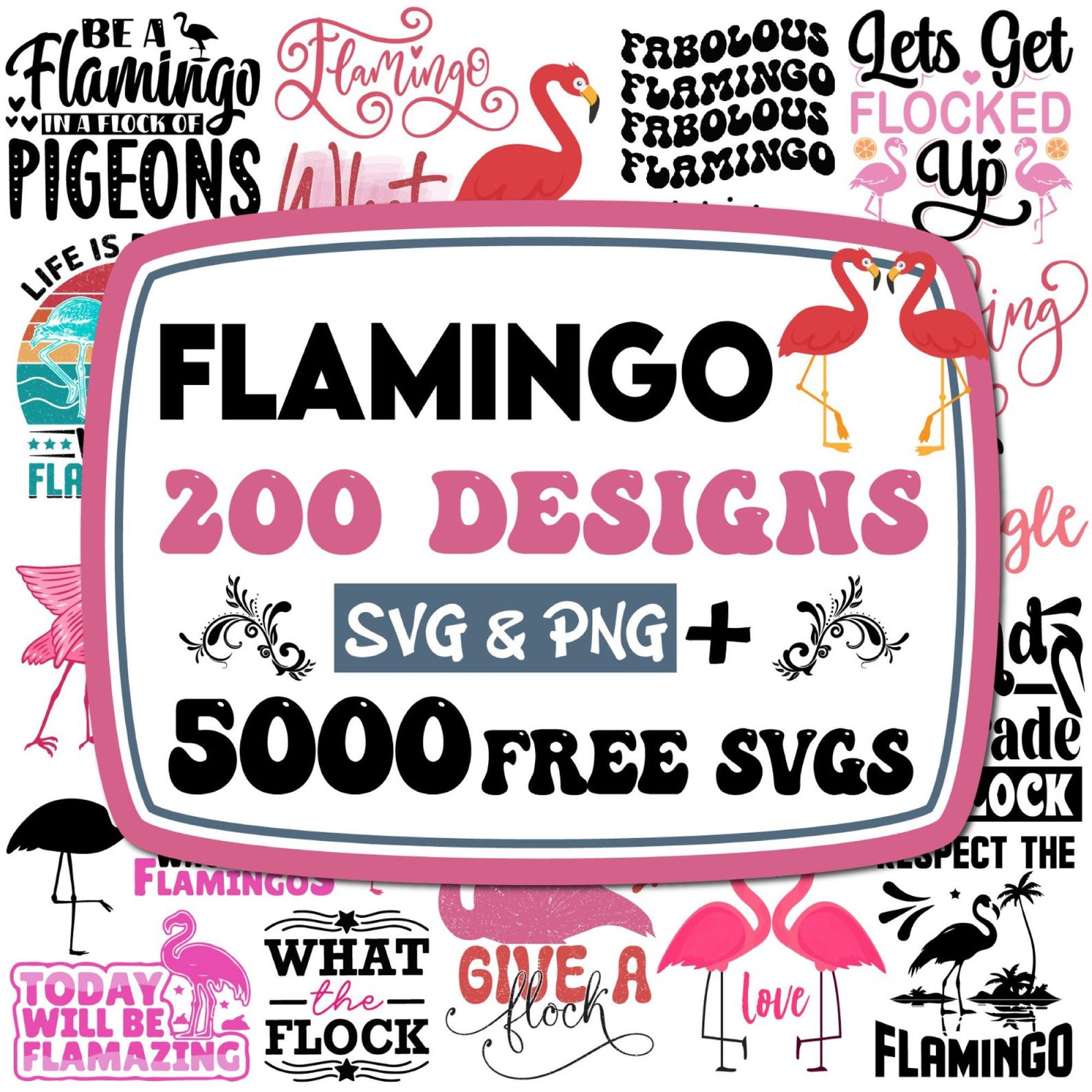Flamingo SVG Bundle: 200 Designs, Cliparts (digital Download) - Etsy