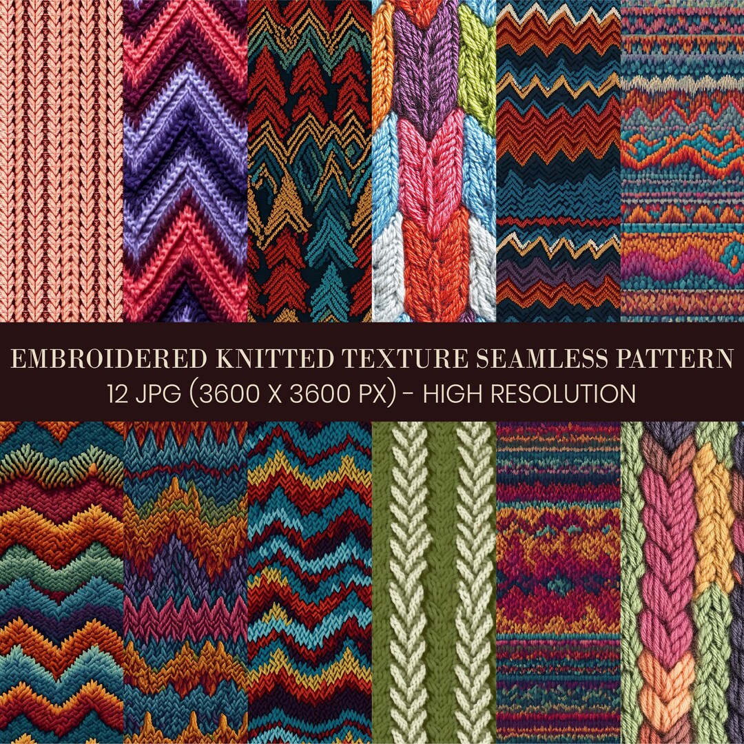 Knitted Texture Embroidery Seamless Pattern, Embroidery Pattern Texture ...