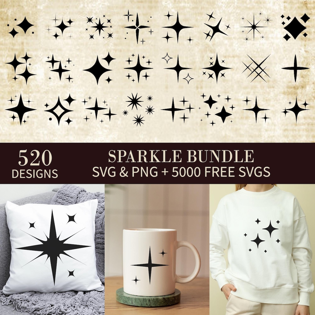 Sparkle SVG Bundle, Sparkle PNG Bundle, Sparkle Clipart, Sparkle Star SVG Cut Files for Cricut ...