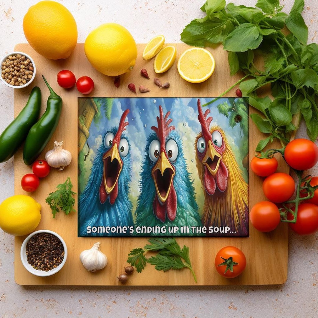 Funny Chicken Lady Gift Glass Cutting Board for Chicken Lover Farmhouse ...