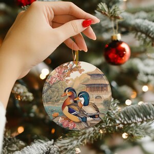 Feng Shui Mandarin Duck Christmas Ornament - Ceramic Good Luck Holiday ...