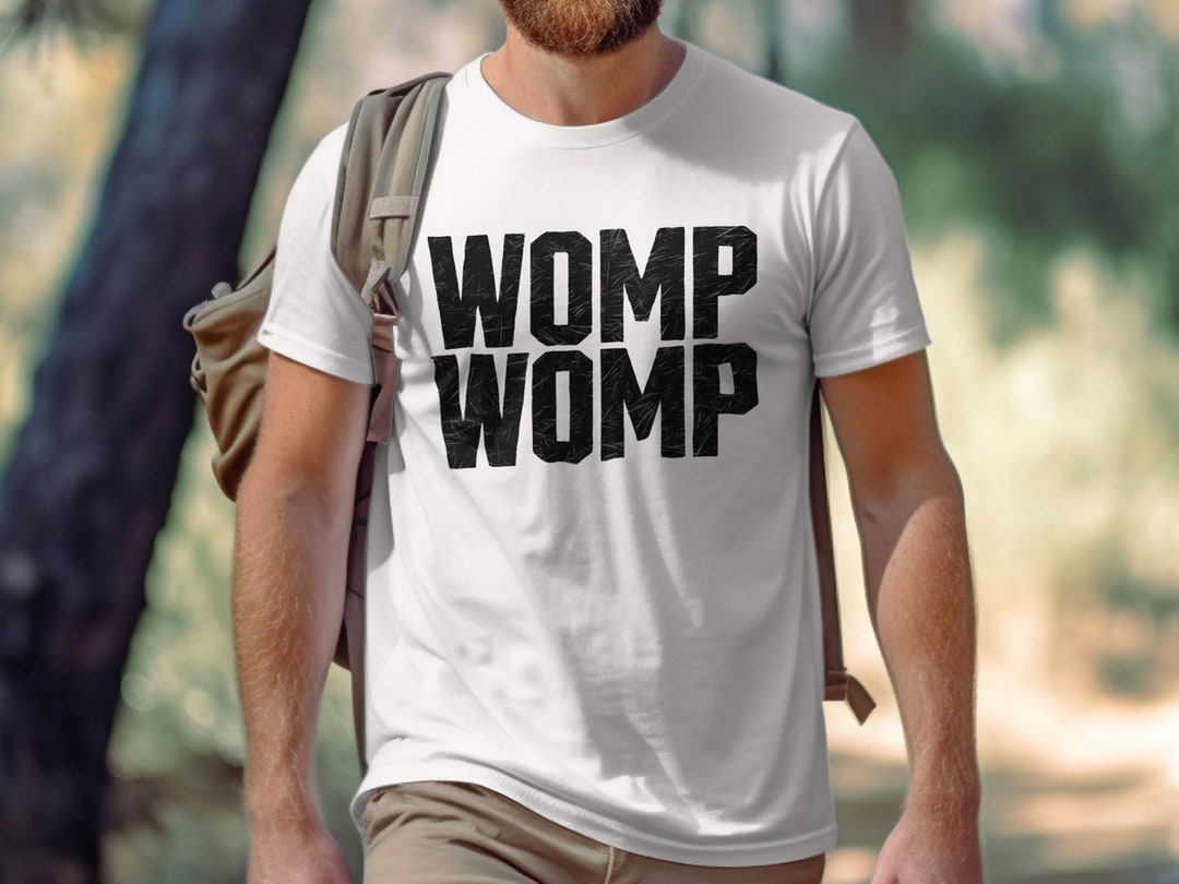 Black Distressed WOMP WOMP Slogan Graphic T-shirt, Unisex Casual Urban ...