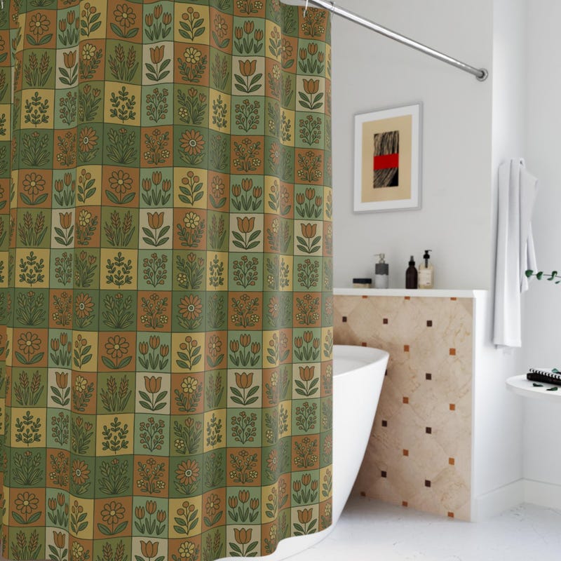 Yellow Red Shower Curtain - Etsy