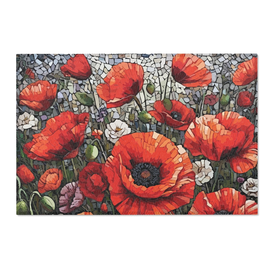 Poppy Mosaic Area Rug. This Indoor Chic Area Rug Features a Beautiful ...