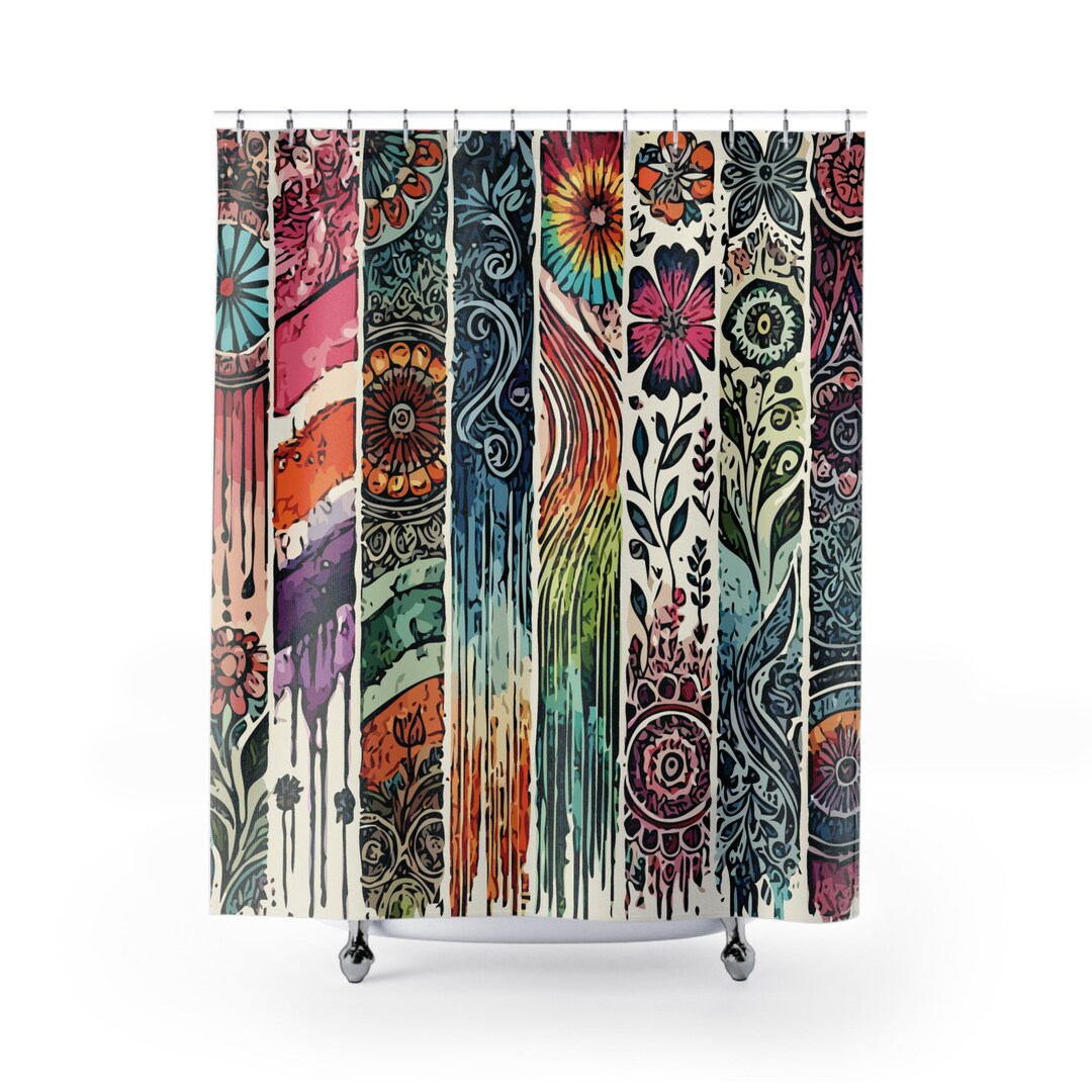 Tie-dye Panels Cloth Shower Curtain. Featuring Stunning Tie-dye Panels ...