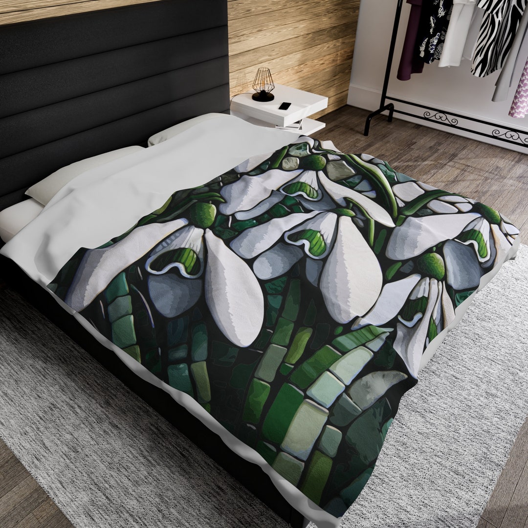 Snowdrop Mosaic Plush Velveteen Blanket. A Mosaic of the Snowdrop, a ...
