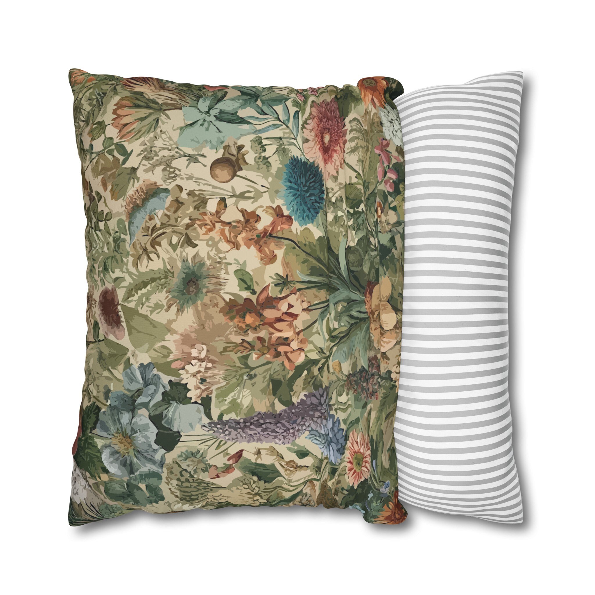 Vintage Inspired English Cottage Garden Pillowcase. Antiqued Flowers in ...