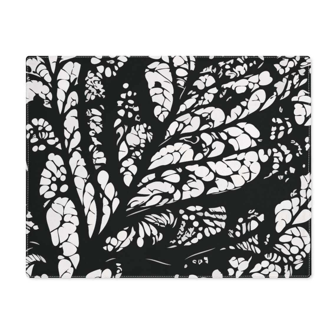 Lacey Leaf Organic Design Placemat. A Close-up View of Black Lacey ...