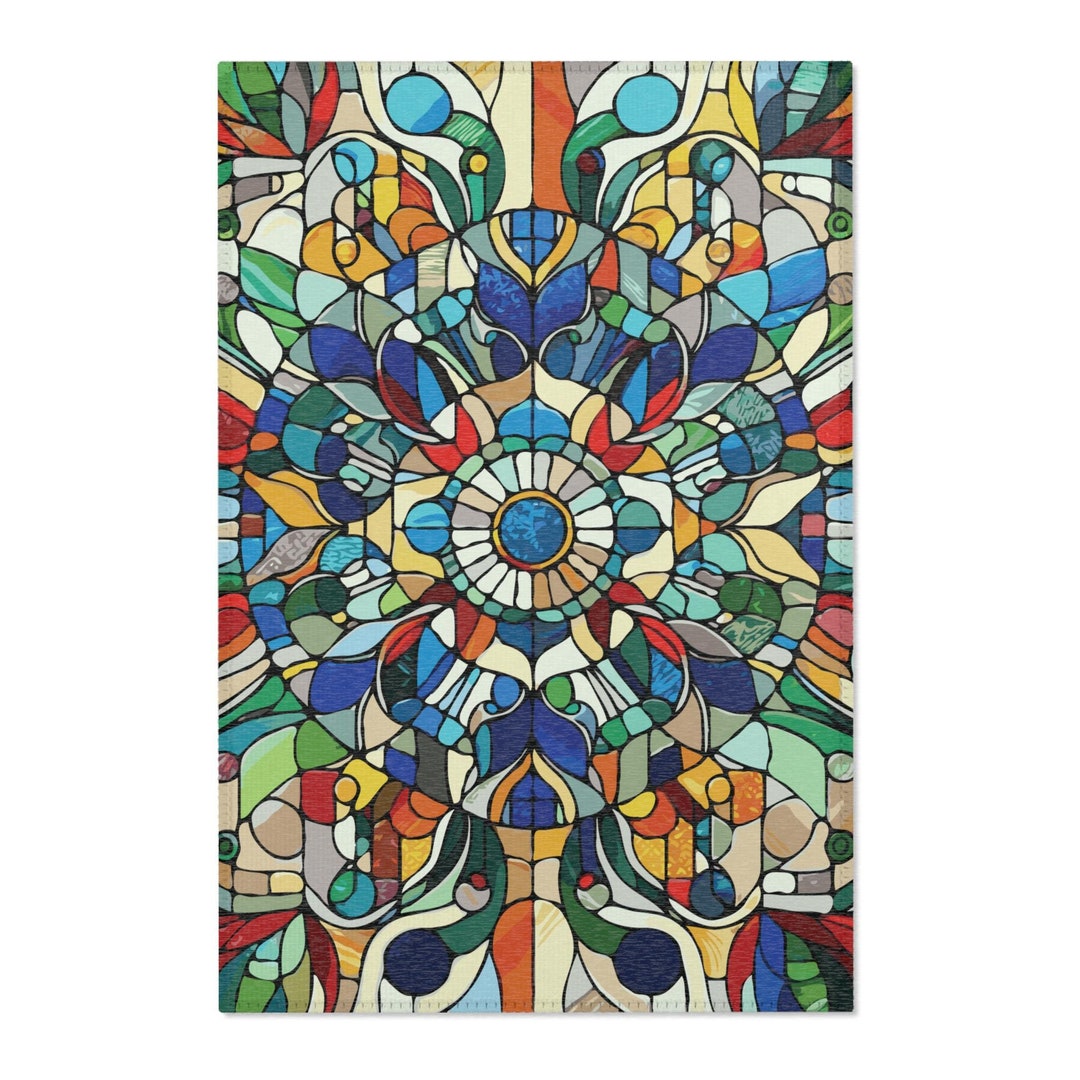 Stained Glass Area Rug. Featuring a Vibrant, Dazzling, Stained Glass ...