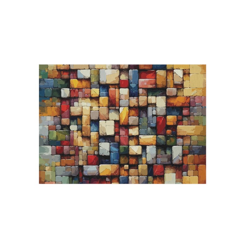 Mosaic Cubism Outdoor Rug. Featuring Bold and Geometric Shapes Inspired ...