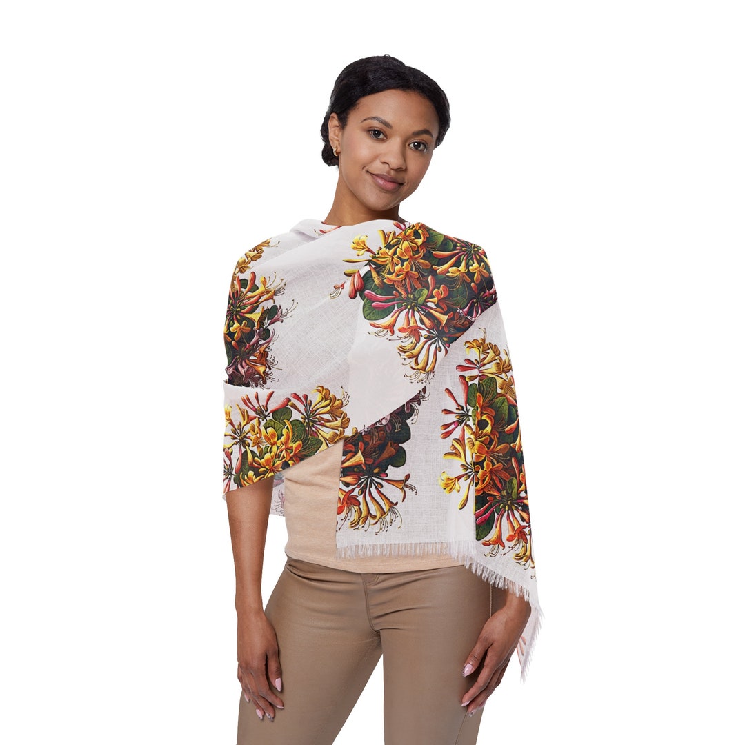 Honeysuckle Scarf. June Birth Flower. Shades of Yellow, Orange, and ...