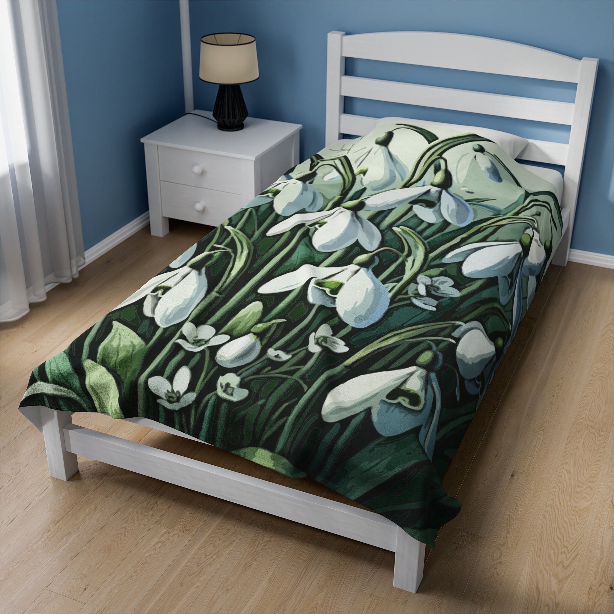 Snowdrop Velveteen Plush Blanket. January Birth Flower. Represents Hope ...