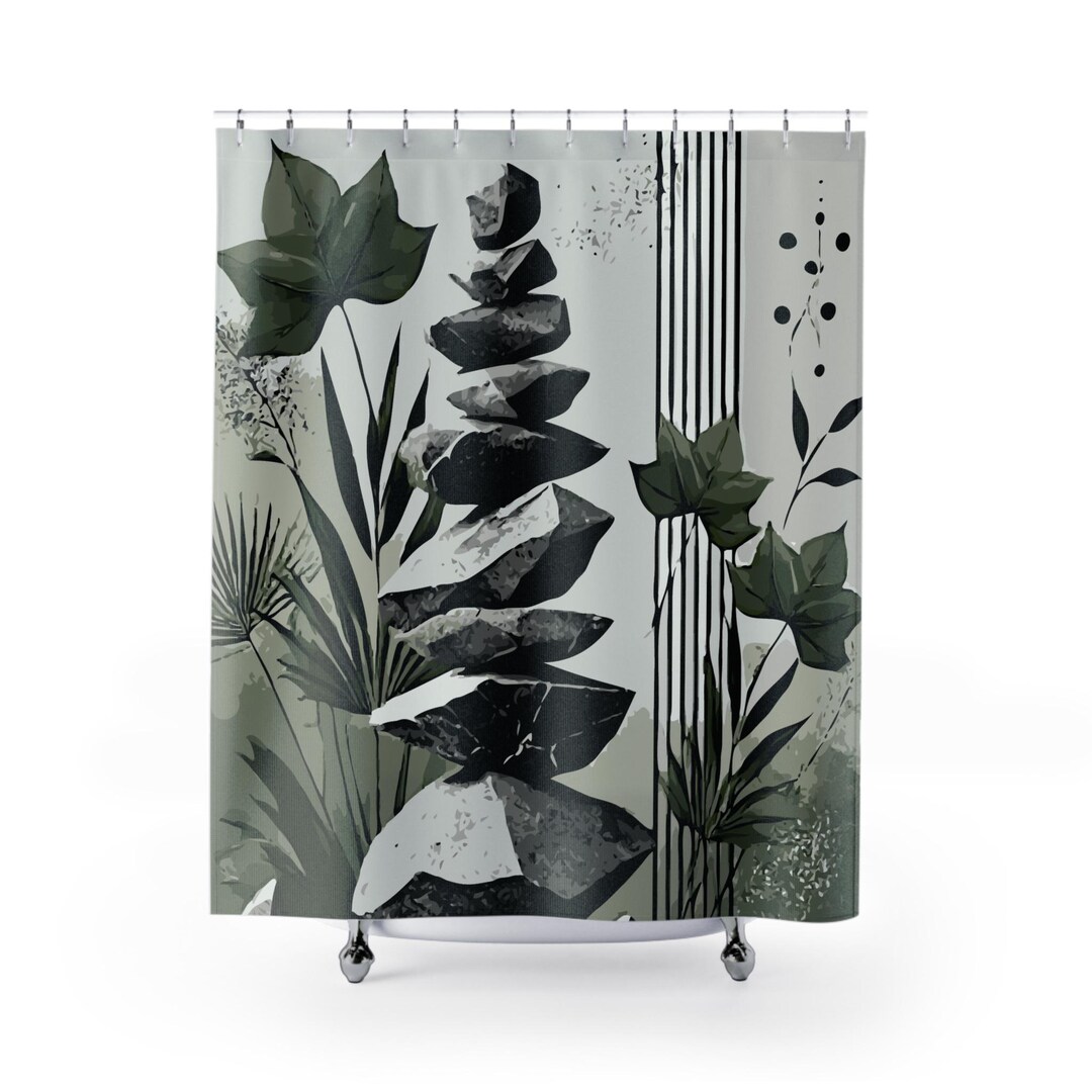 Rock Stack Cloth Shower Curtain. Featuring an Artful Stack of Rocks in ...