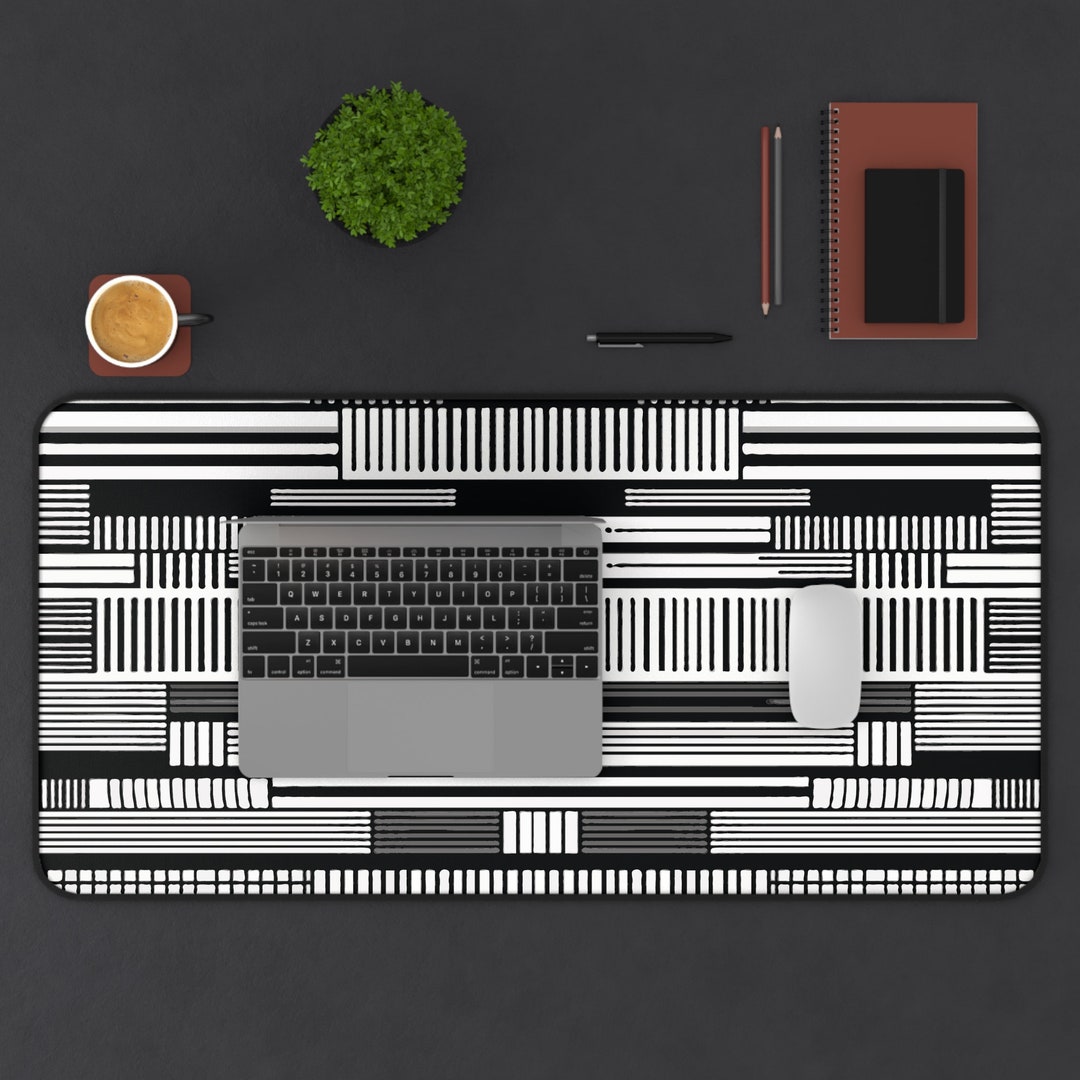 Monochromatic Geometric Desk Mat. the Desk Mat Presents a Bold, Black ...