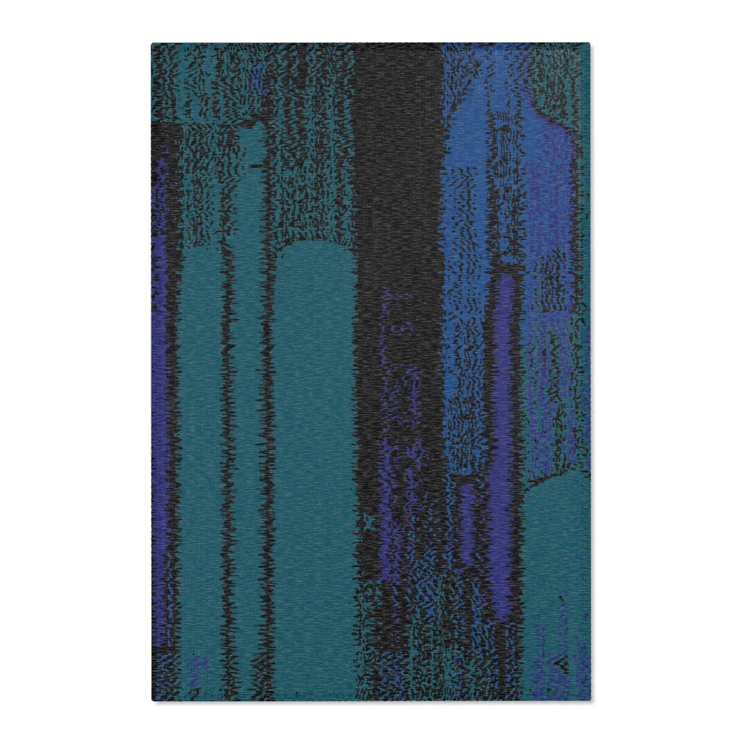 Modern Black and Blue Area Rug. Featuring an Abstract Design in Blue ...