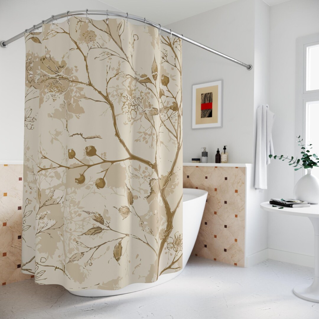 Earthy Branches Cloth Shower Curtain. Rustic Elegance Abounds With ...