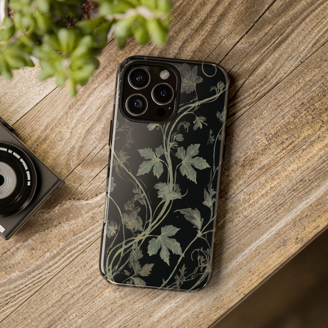 Dark Moody Botanical Vine Phone Case. Twisting Vines and Leaves on ...
