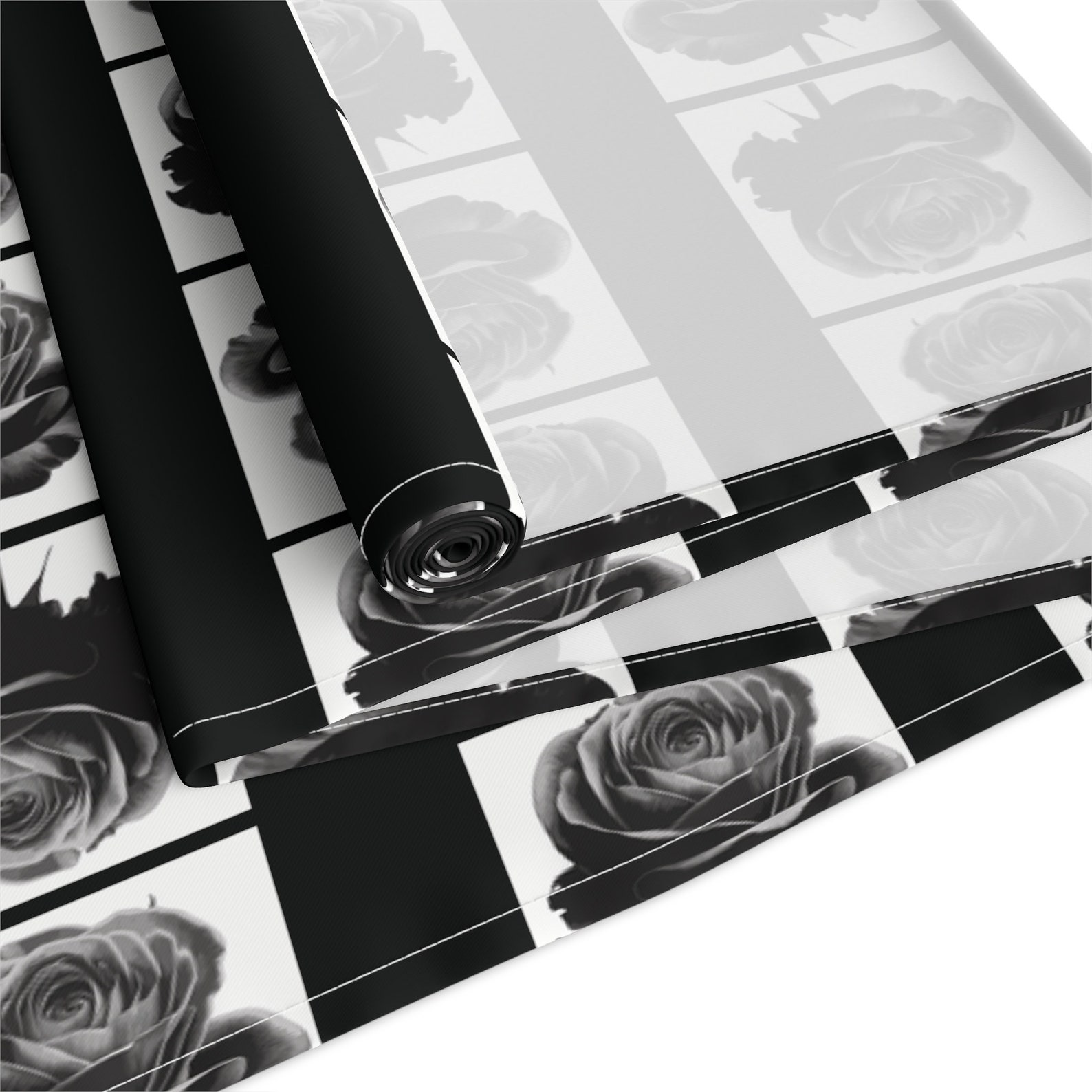 Black and White Rose Table Runner. A Bold Black and White Rose Print ...