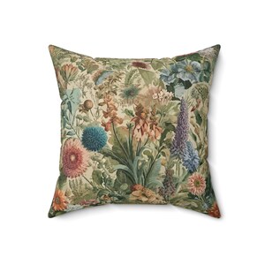 Vintage Inspired English Cottage Garden Square Pillow. Beautiful ...