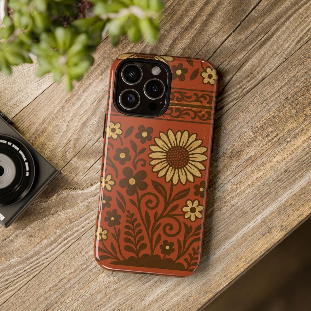 Folksy Charm Hippie Phone Case. A Sunflower, Botanicals and a Rustic ...