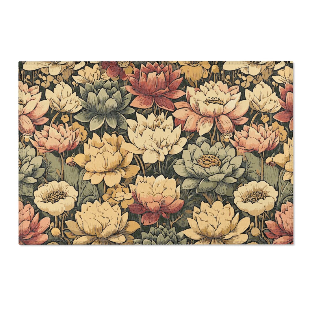 Antiqued Lotus Flower Area Rug. Beautiful Antiqued Lotus Flower Rug in ...