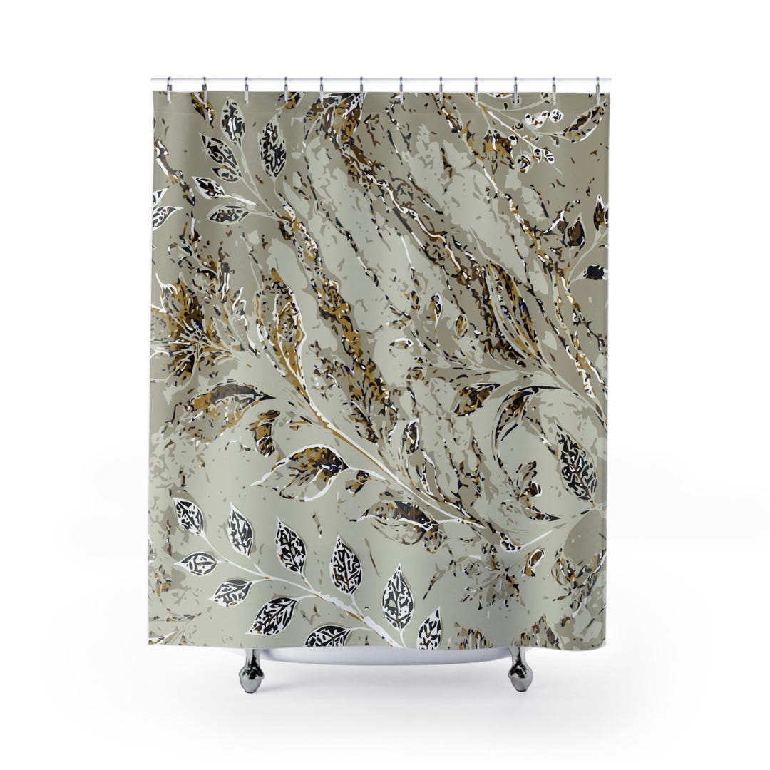Modern Organic Leaf Cloth Shower Curtain. the Organic Blend of White ...