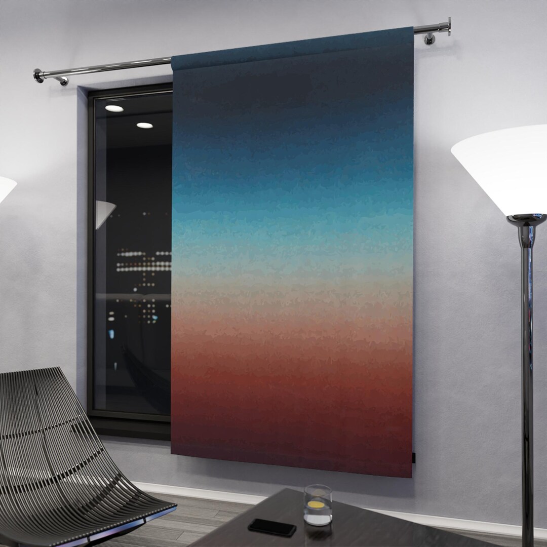 Ombré Blue and Rust Blackout Drape. Featuring a Gradient Transition ...
