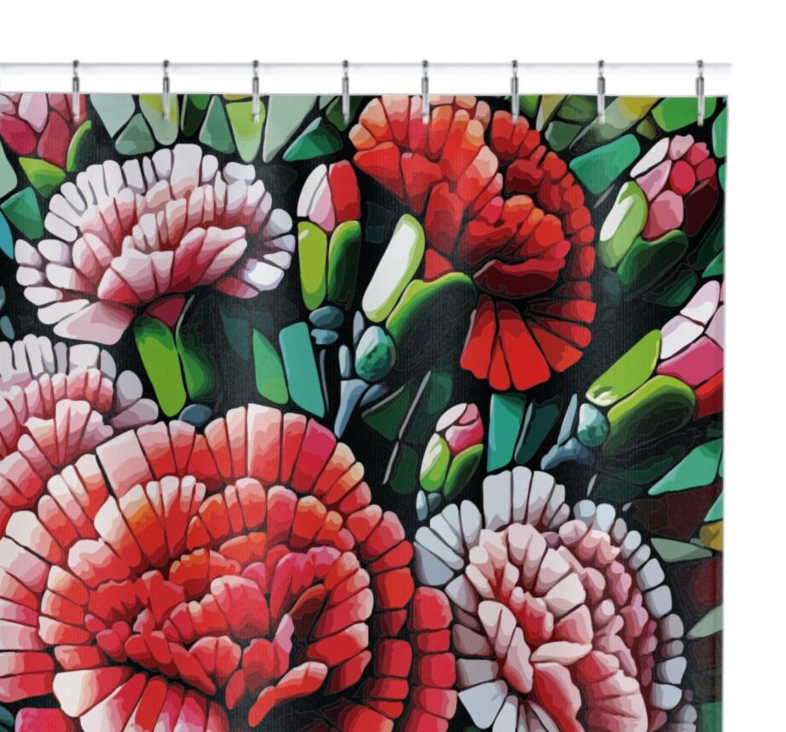 Carnation Mosaic Cloth Shower Curtain. This Chic Shower Curtain ...