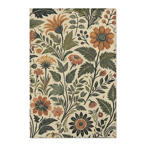 Vintage-inspired Floral Area Rug. Featuring Lush Foliage and Blooming ...