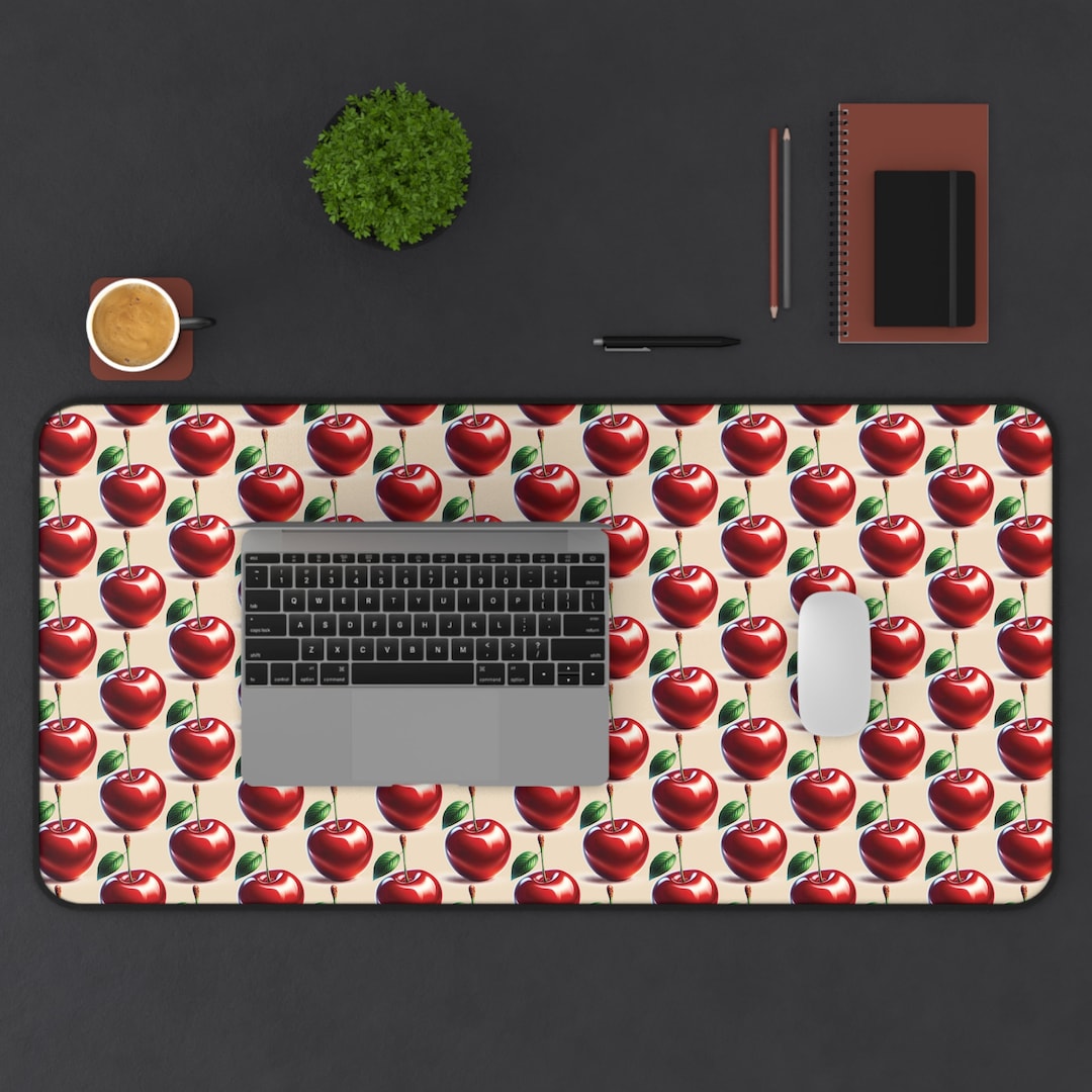 Cherry Desk Mat. Vibrant Lusciously Red Cherries Against a Neutral ...