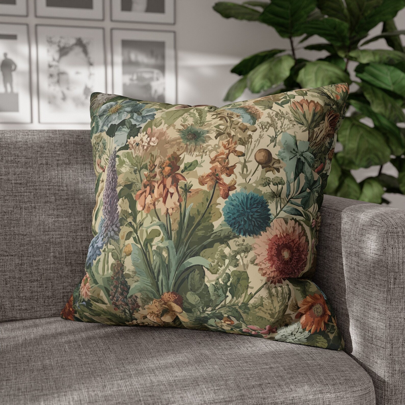 Vintage Inspired English Cottage Garden Pillowcase. Antiqued Flowers in ...