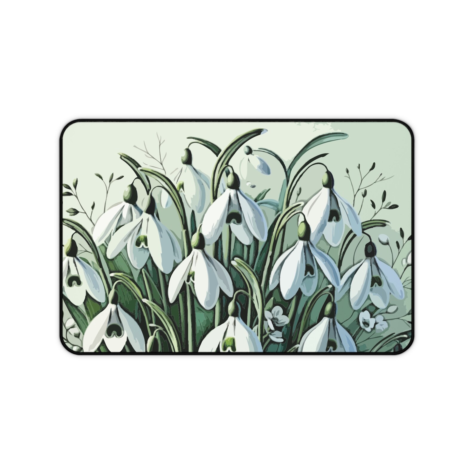 Snowdrop Desk Mat. Crisp White Bell-shaped Flowers on a Fresh Green ...