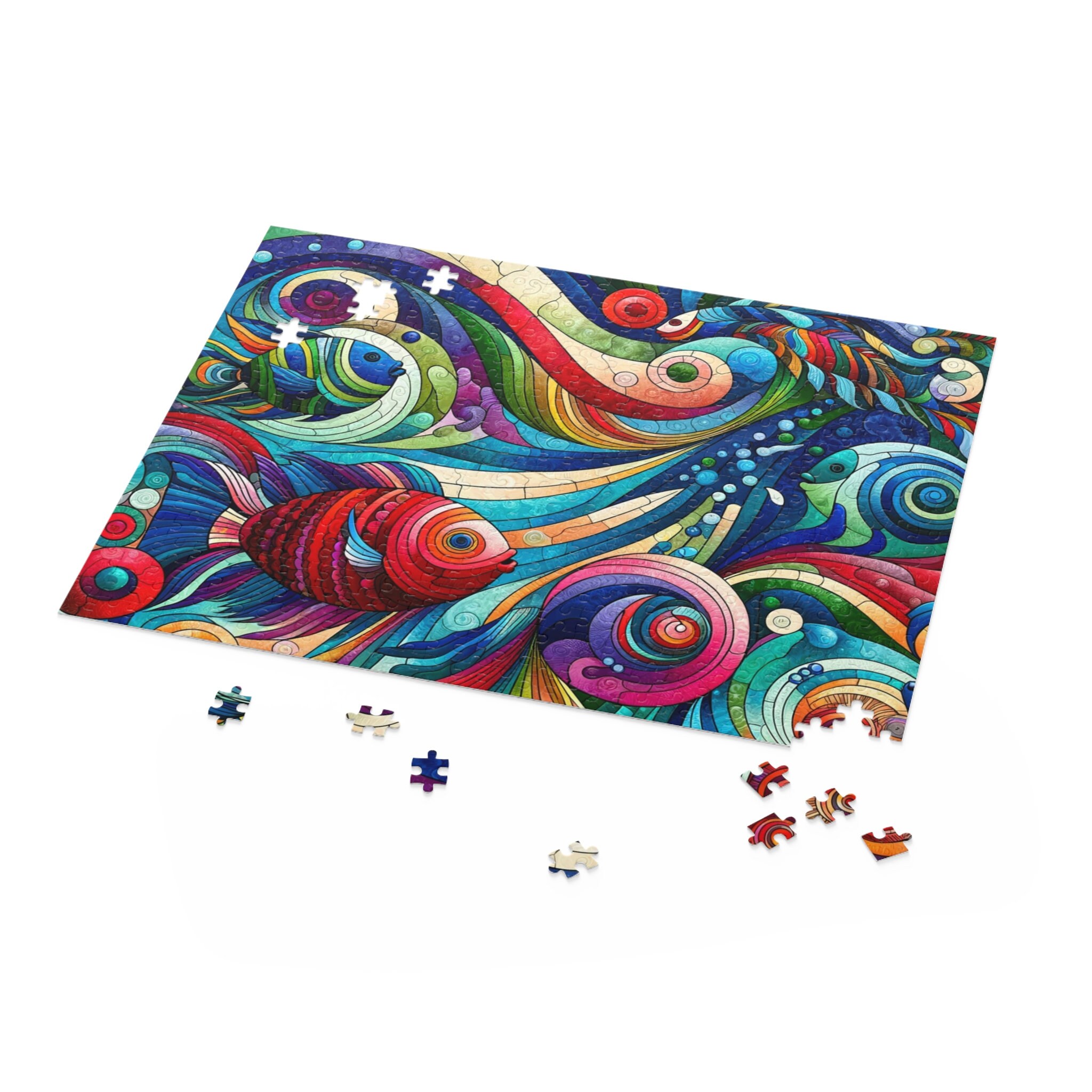 Enchanted Seas Fish Puzzle. Mesmerizing Underwater World. Vibrant Jewel ...
