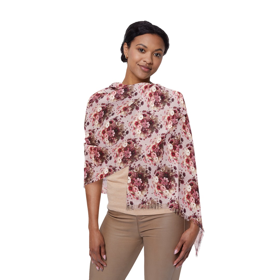 Cosmos Scarf. October Birth Flower. Dainty Pink and White Petals. Made ...