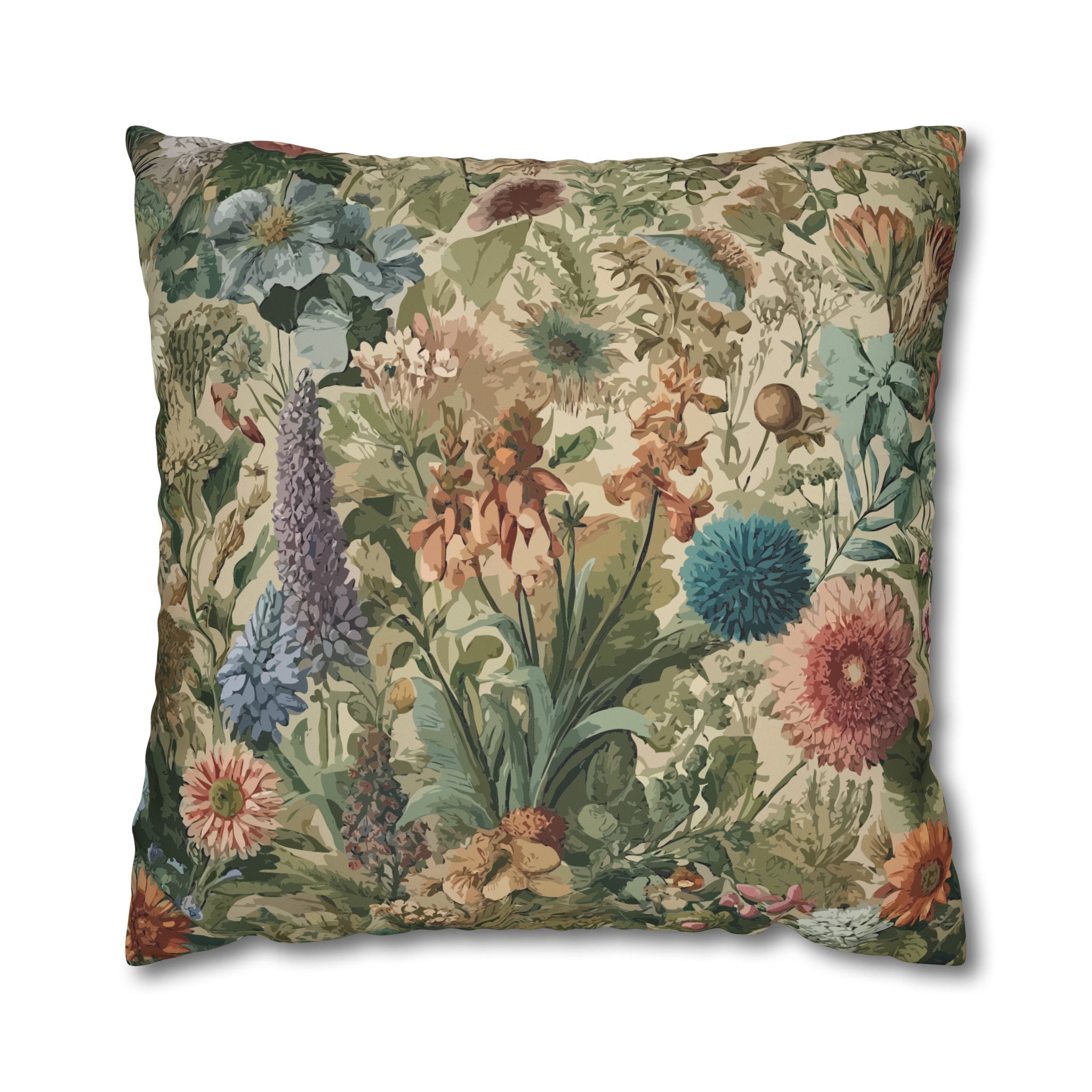 Vintage Inspired English Cottage Garden Pillowcase. Antiqued Flowers in ...
