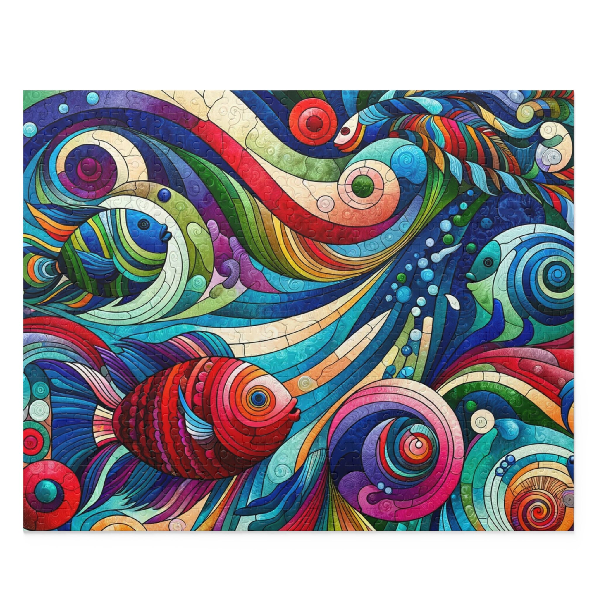 Enchanted Seas Fish Puzzle. Mesmerizing Underwater World. Vibrant Jewel ...