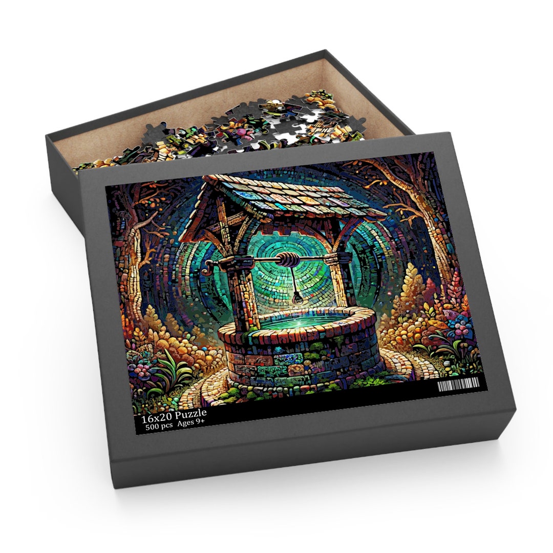 Wishing Well Mosaic Puzzle 120, 252, 500-piece. an Ancient Wishing Well ...