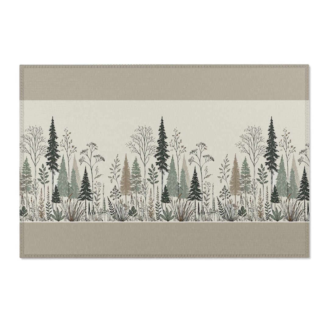 Woodland Area Rug. Featuring a Serene Woodland Scene of Trees and ...