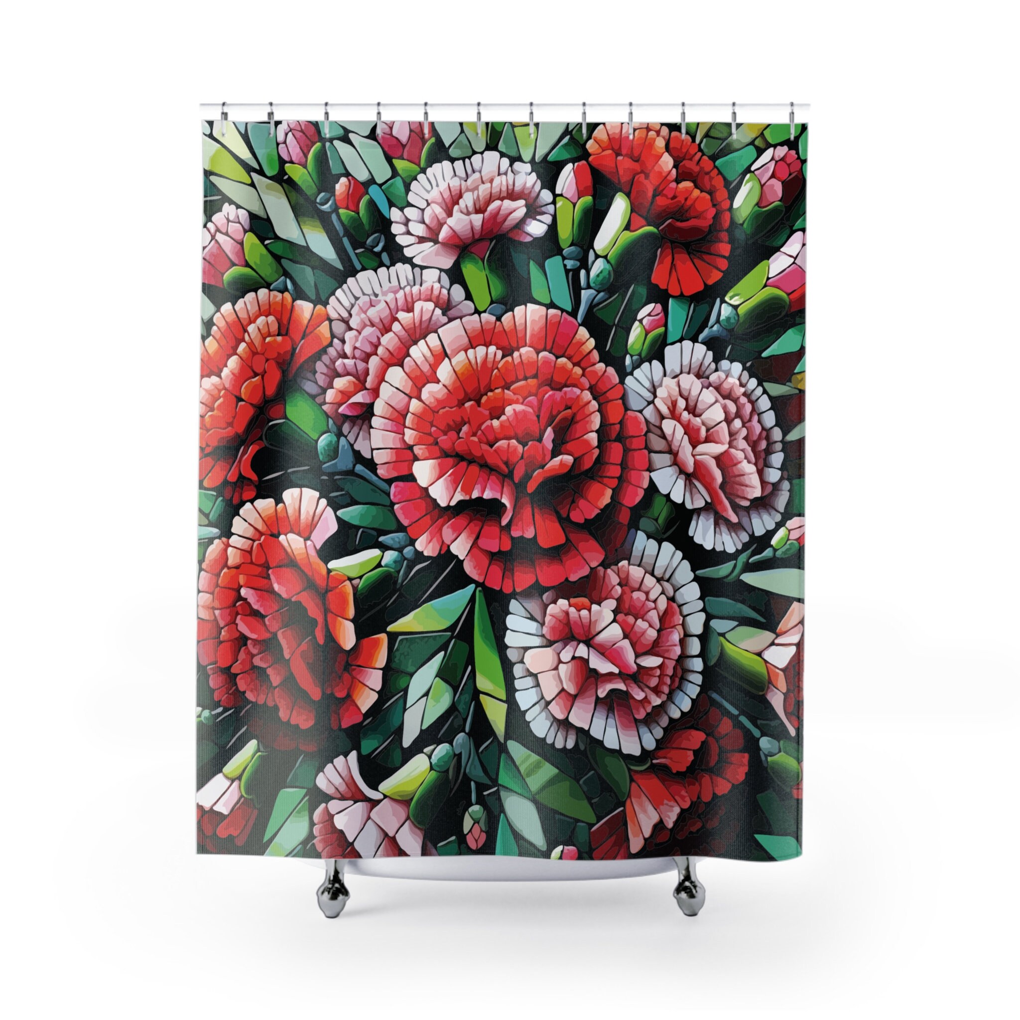 Carnation Mosaic Cloth Shower Curtain. This Chic Shower Curtain ...