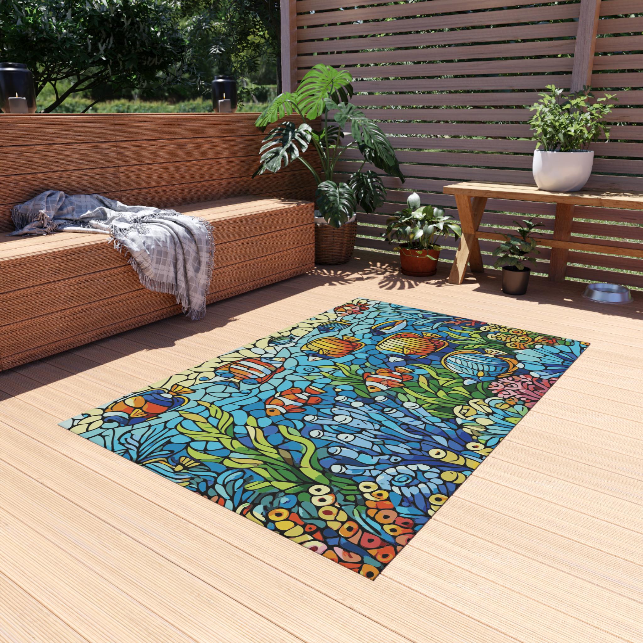 Tropical Reef Outdoor Rug. Featuring a Colorful and Lively Coral Reef ...