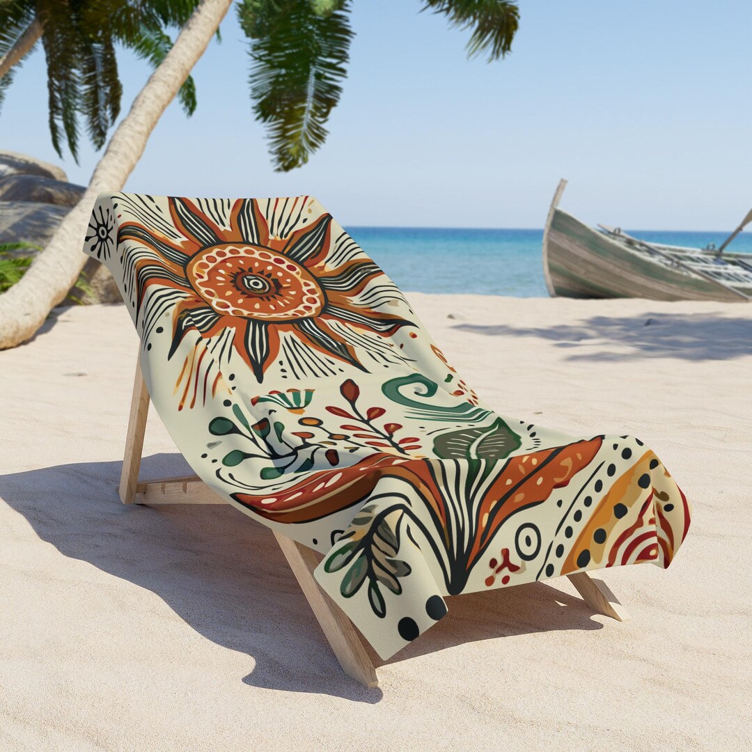 Boho Beach Towel. Featuring Nature Motifs With a Free-spirited ...