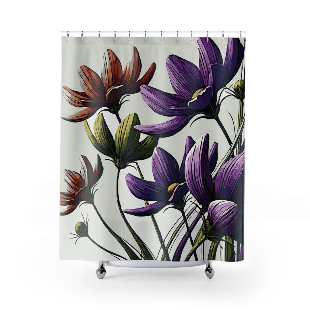 Stylized Cosmos Cloth Shower Curtain. Featuring a Vibrant and Stylized ...