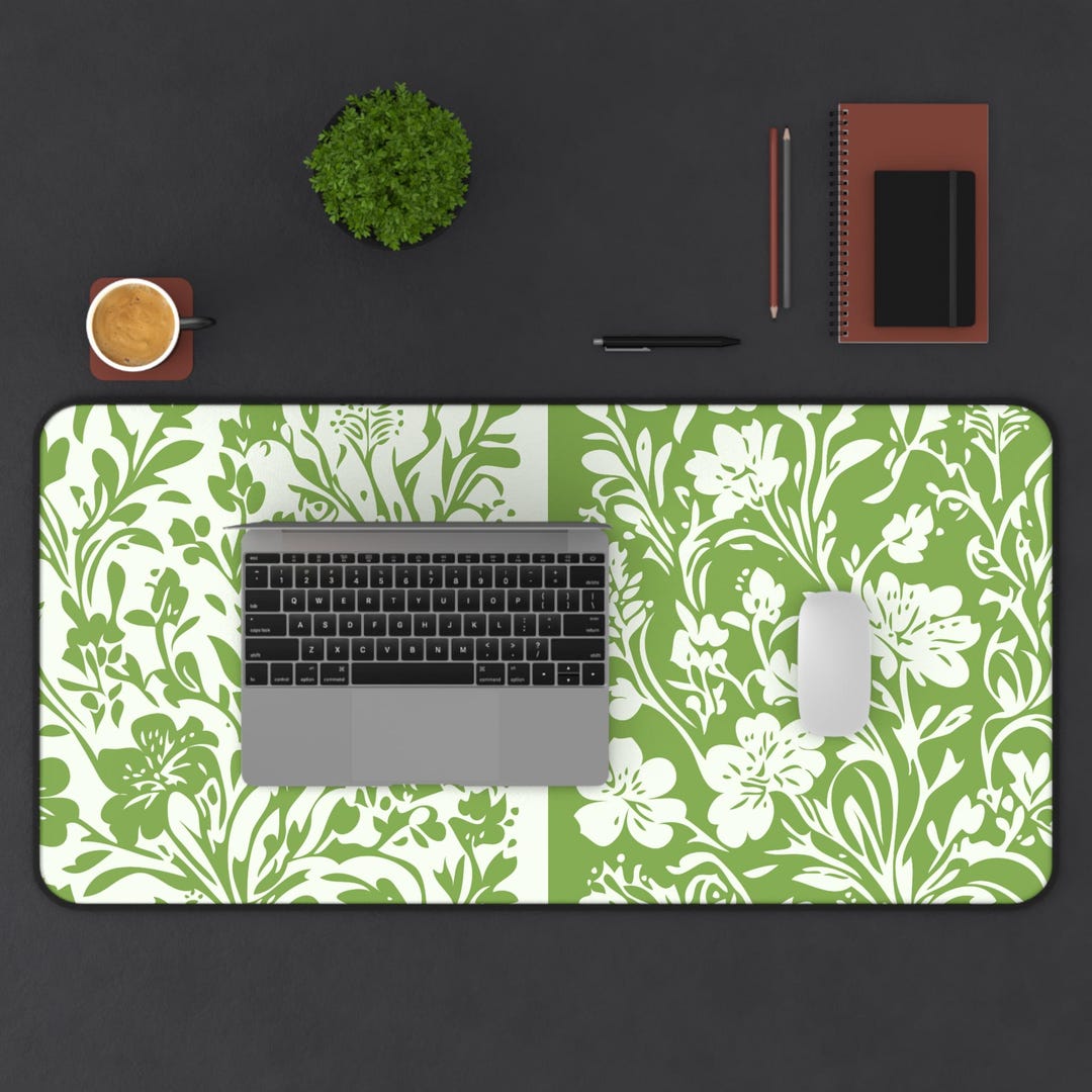 Lush Greenery Desk Mat. the Fresh and Vibrant Lime Green Leaf Pattern ...