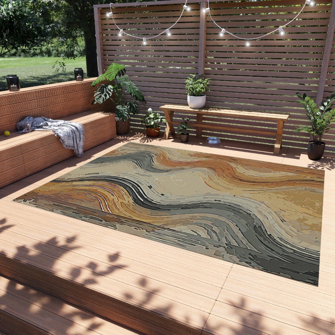 Modern Abstract Outdoor Rug. A Painterly Design Inspired by Natural ...