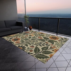 Vintage-inspired Floral Outdoor Rug. Featuring Lush Foliage and ...