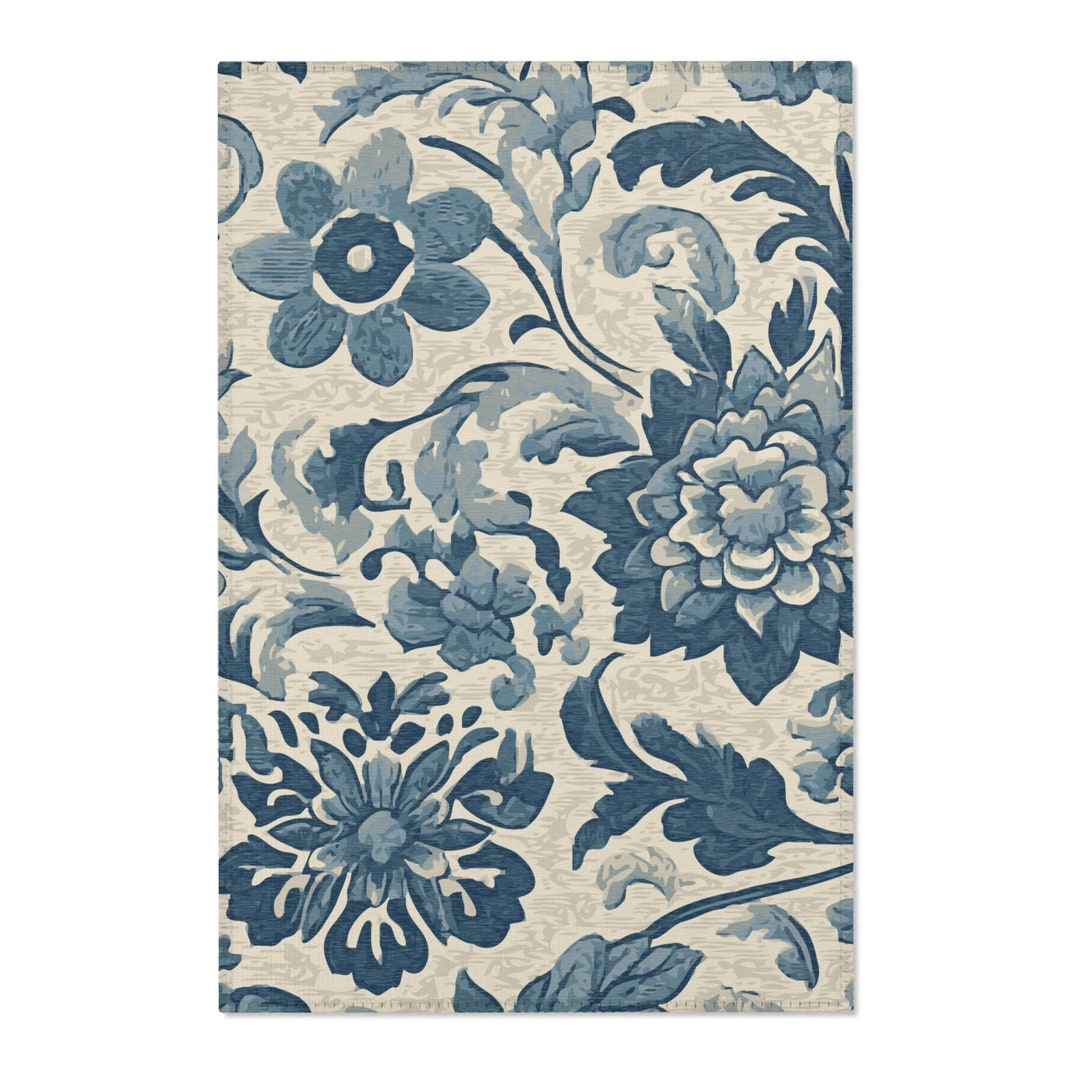 Blue Floral Area Rug. Elegant and Casual, This Blue, Cream and Gray ...