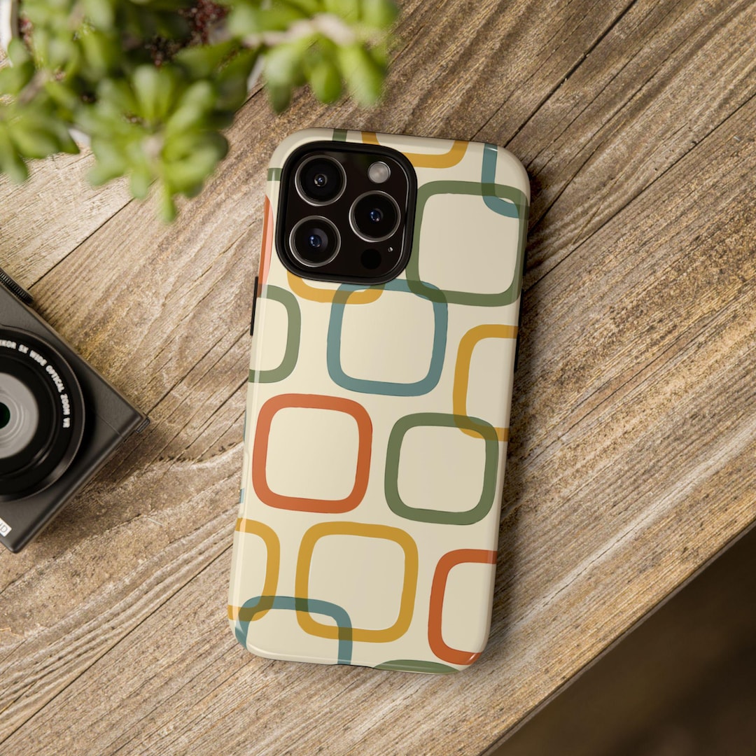 Mid-century Modern Phone Case. Playful and Retro Rounded Squares in ...