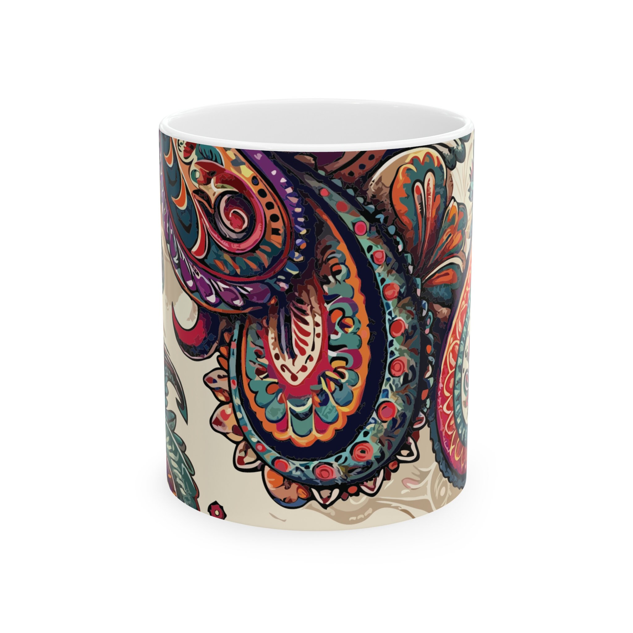 Paisley Ceramic Mug.11oz. Vibrant Hues and Elaborate Paisley Motifs Are ...