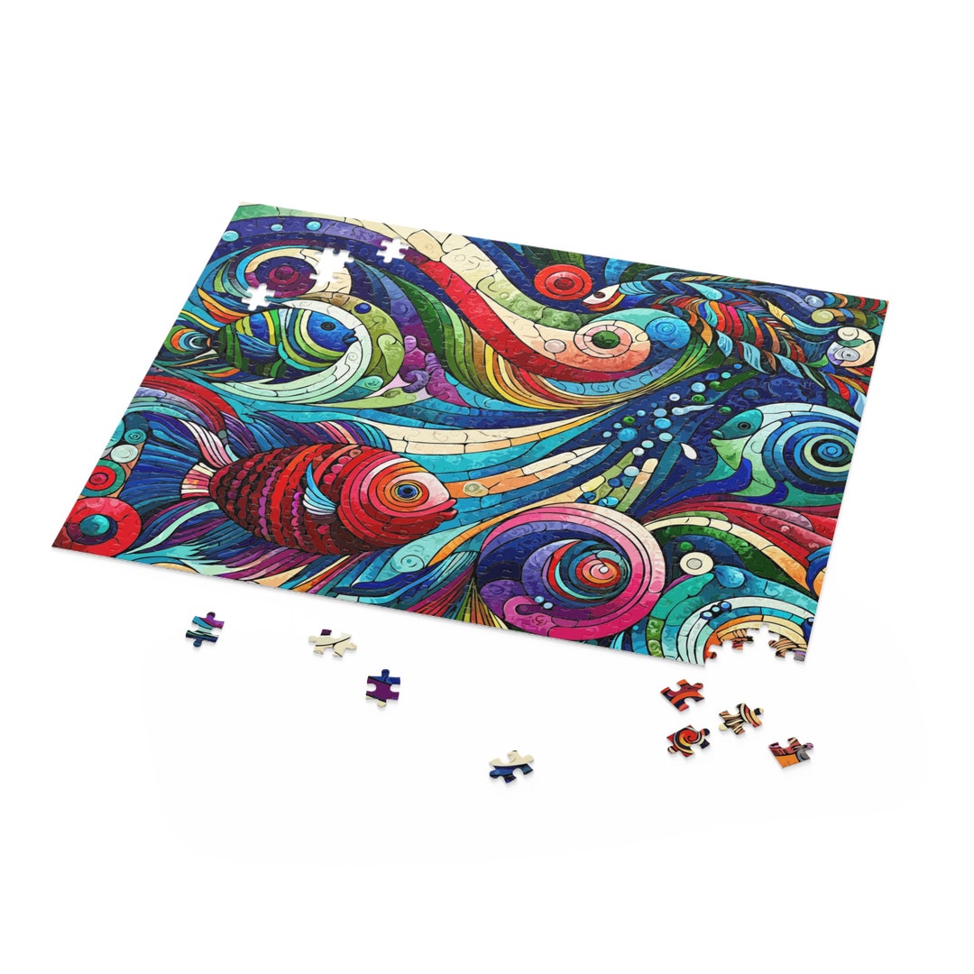 Enchanted Seas Fish Puzzle. Mesmerizing Underwater World. Vibrant Jewel ...